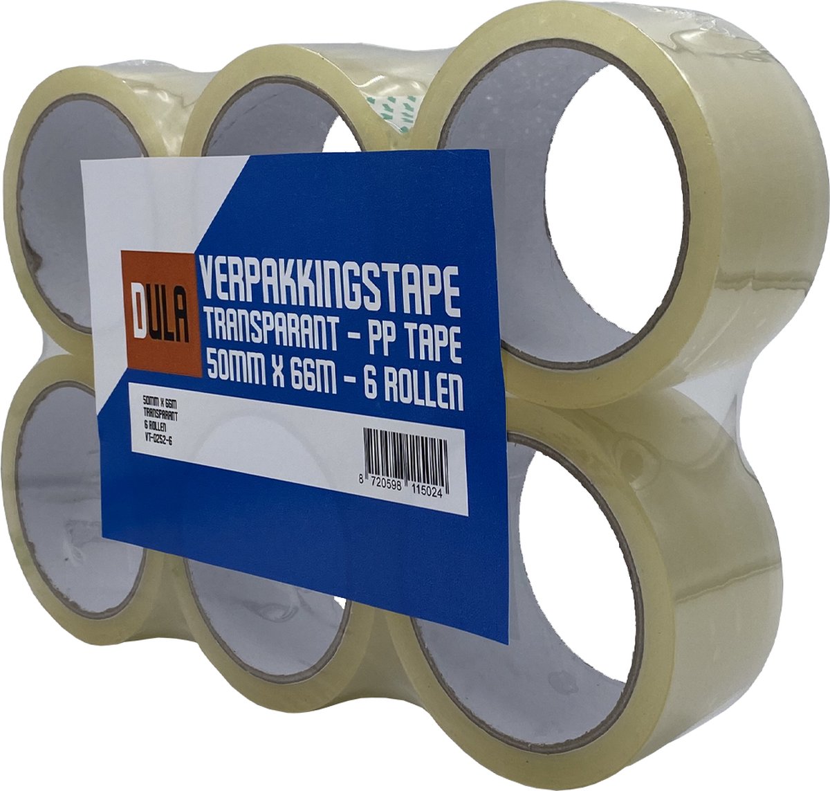 DULA Verpakkingstape - Transparant - PP Plakband - 50mmx66m - 6 rollen ...