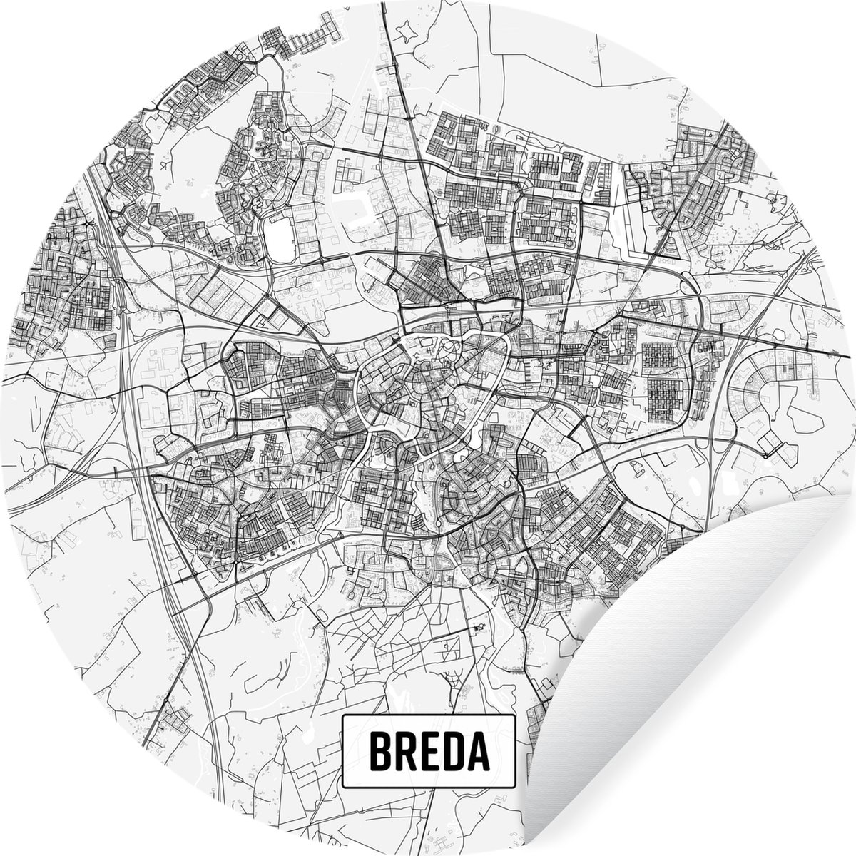 Plan de la ville Breda Wall sticker papier peint cercle - Carte 50x50 ...