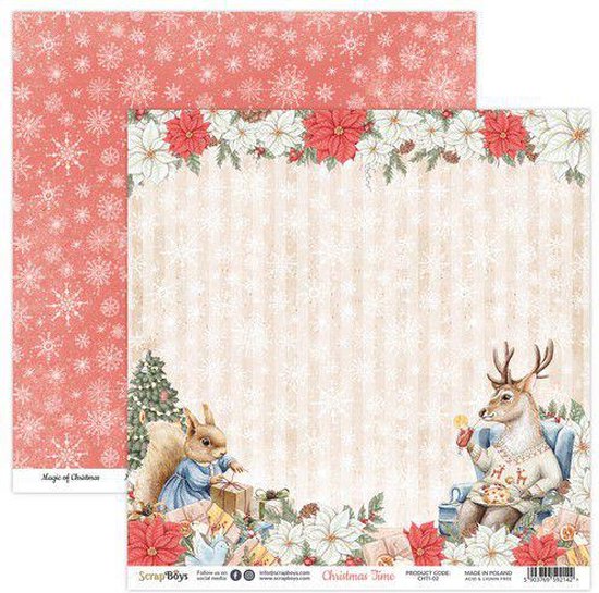 ScrapBoys Christmas Time paper sheet DZ CHTI-02 190gr 30,5cmx30,5cm (10 ...