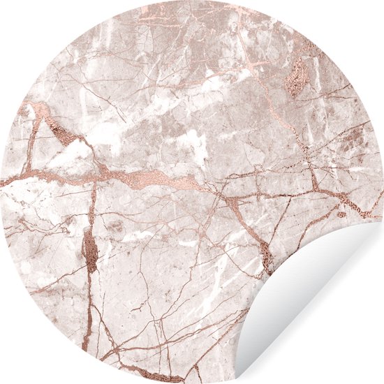 WallCircle - Muurstickers - Behangcirkel - Marmer - Roze - Rosé - Goud - 100x100 cm -... | bol