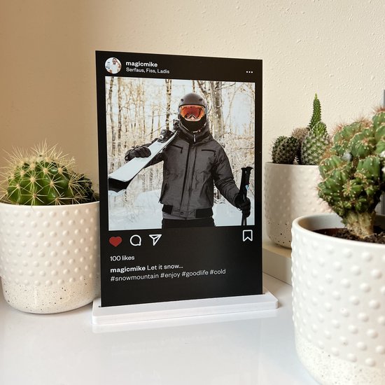 InstaFrame - Instagram Post Kunststof plaat zwart inclusief standaard ...