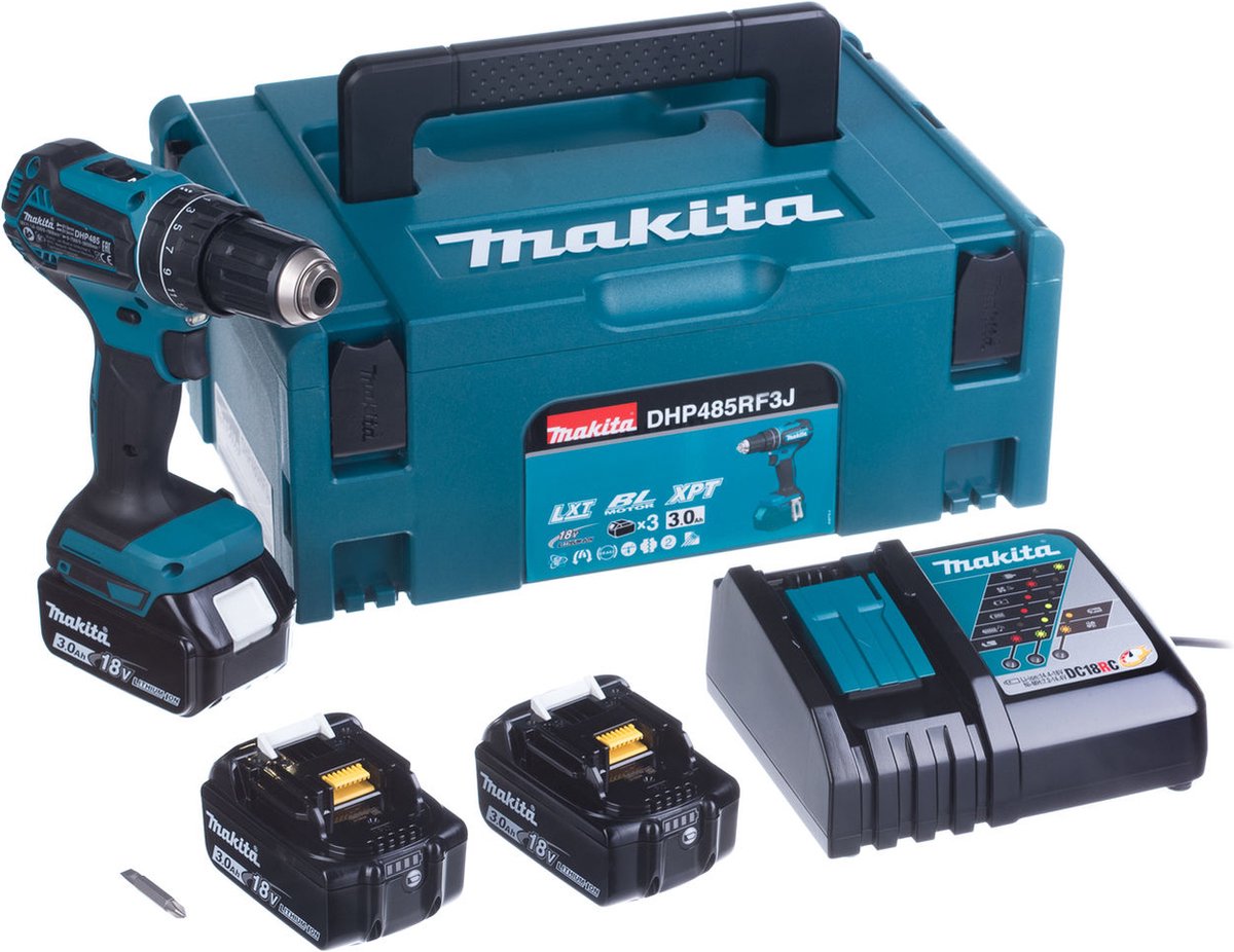 Makita DHP485RF3J 18V Li-Ion (klop)boor-/schroefmachine - 3x 3.0Ah accu ...