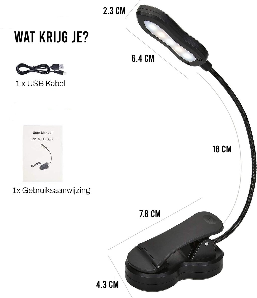 Leeslamp Boek Bedlamp Leeslampje Voor In Bed Met Klem Oplaadbaar | bol.com