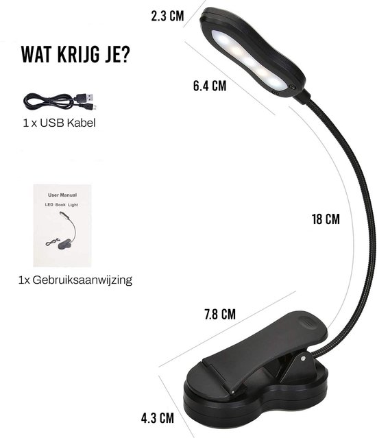 Leeslamp Boek Bedlamp Leeslampje Voor In Bed Met Klem Oplaadbaar | bol