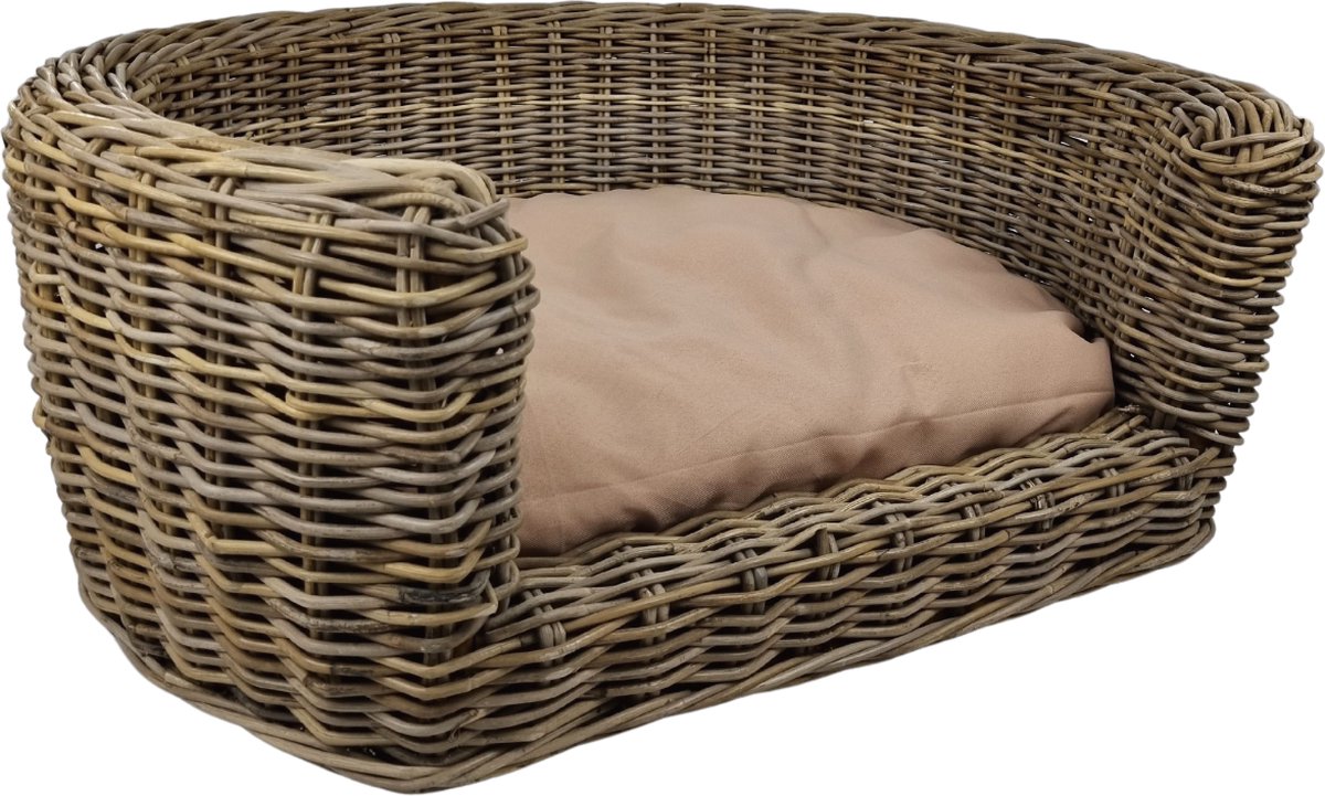 Topmast Palermo - Luxe Rieten Hondenmand - Met Beige Hondenkussen - 87 ...