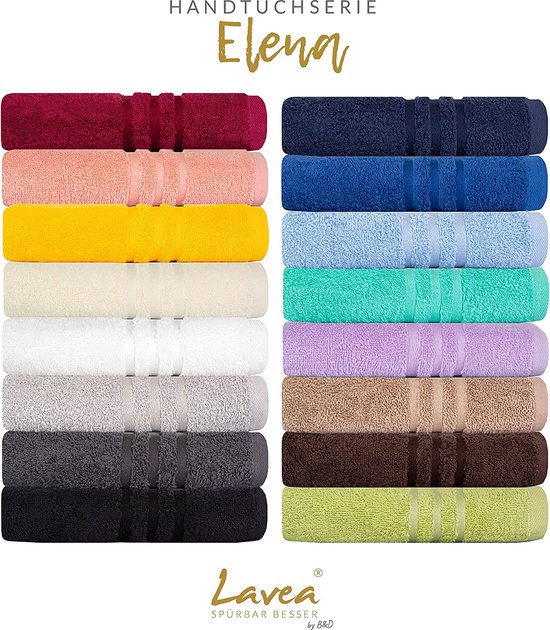 Lavea set van 4 handdoeken 50x100cm, serie Elena badstof, dolfijnblauw ...