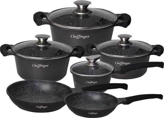 Chef Royal Pannenset - 10 delig - Marmeren coating - Inductie - Met ...