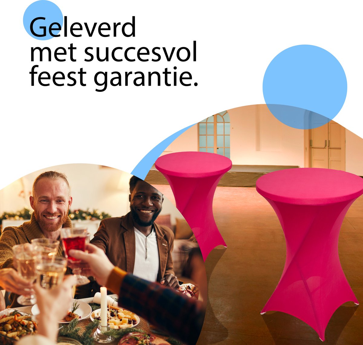 Statafelrok Roze x 4 – ∅80-85 x 110 cm – Statafelhoes Stretch 4 Stuks – Tafelhoezen... | bol