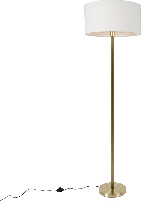 QAZQA simplo stof - Design Vloerlamp | Staande Lamp met kap - 1 lichts ...