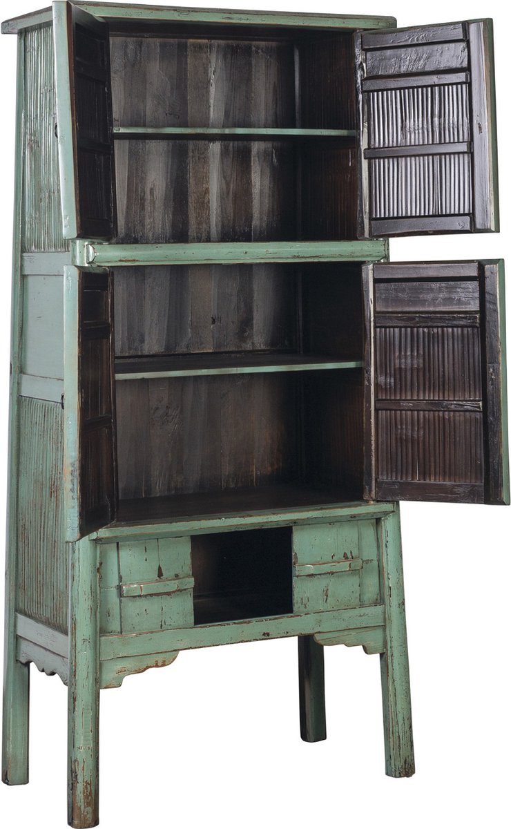 Fine Asianliving Antieke Chinese Kast Marine Blauw Groen B92xD42xH189cm ...