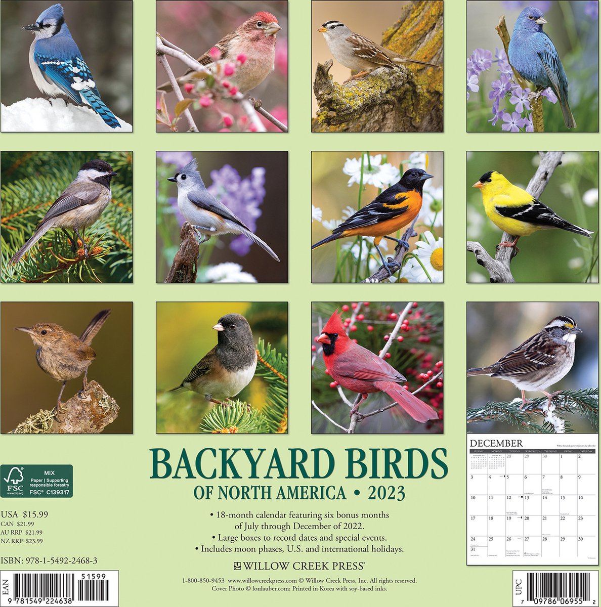 Backyard Birds 2023 Wall Calendar, Willow Creek Press | 9781549224683 ...