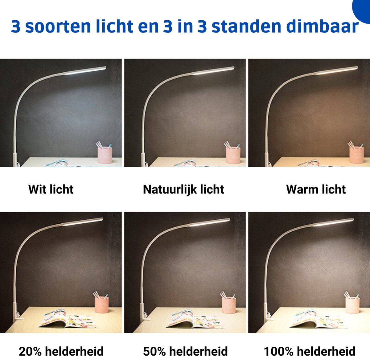 Bureaulamp Met Klem - Bureaulamp LED Dimbaar - Met Afstandsbediening ...