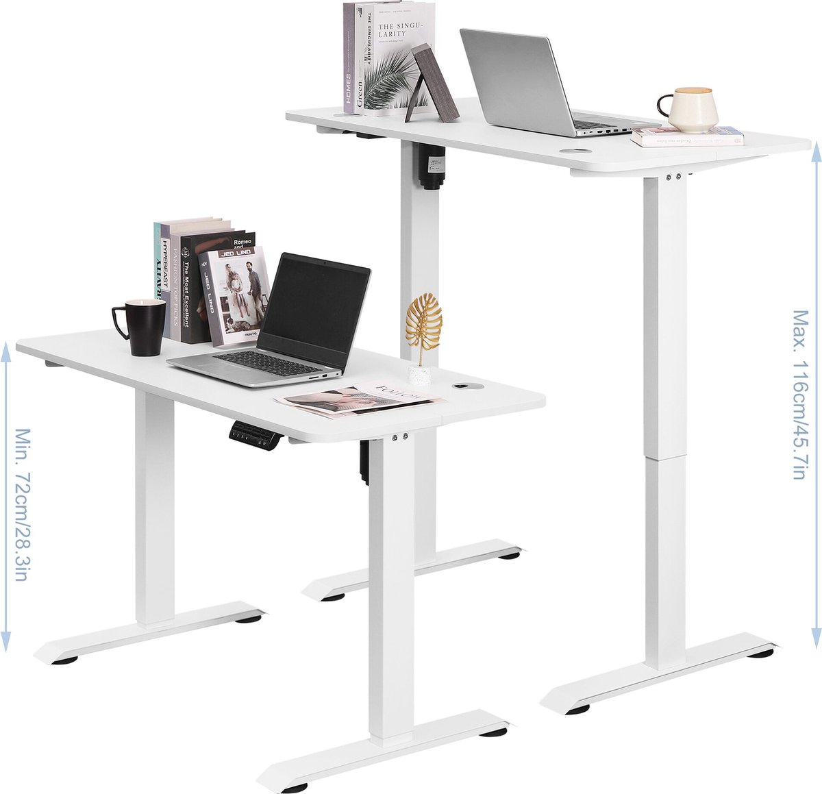 Bureau - Wit Kleur - Hoogte Verstelbare - Computer Bureau - Met 4 ...