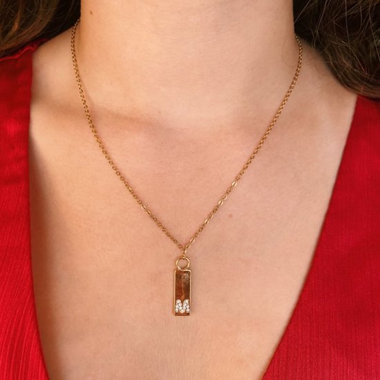 Letter ketting tag - initiaal E - goud | bol