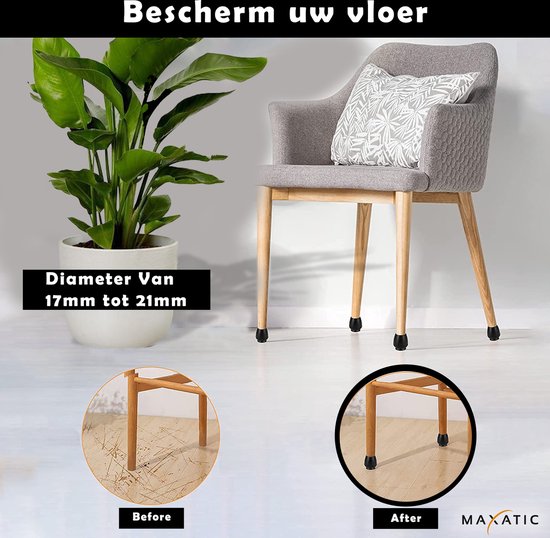Stoelpoot beschermer - 24 Stuks - 17-21mm - Viltjes stoelpoten - Modern ...