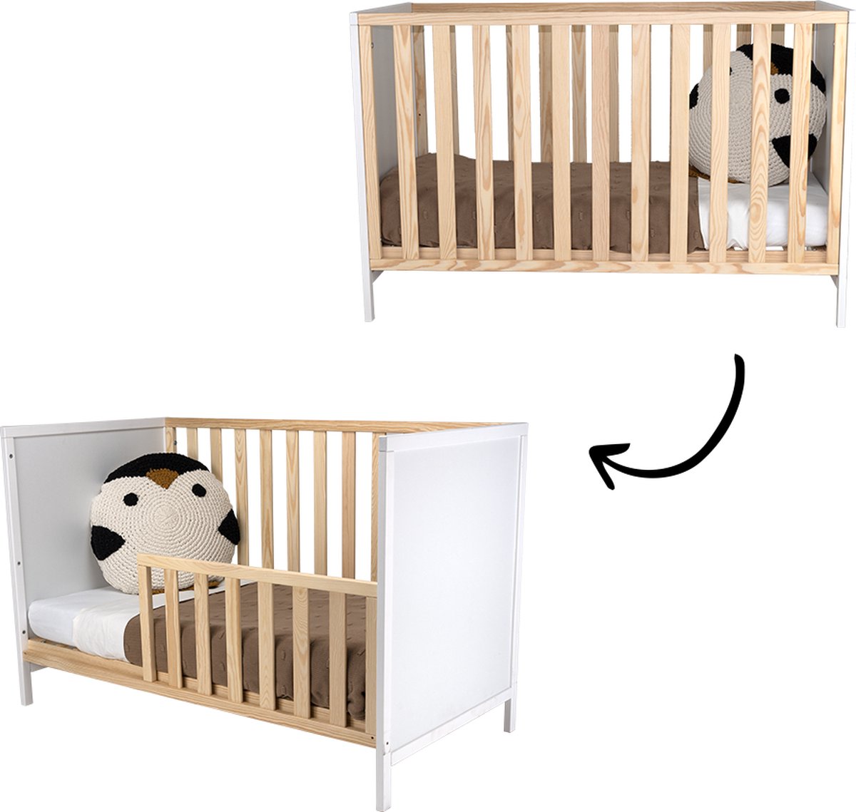 Ledikant - Meegroeibed - Lynn - Naturel White Wash - 60x120 | bol.com