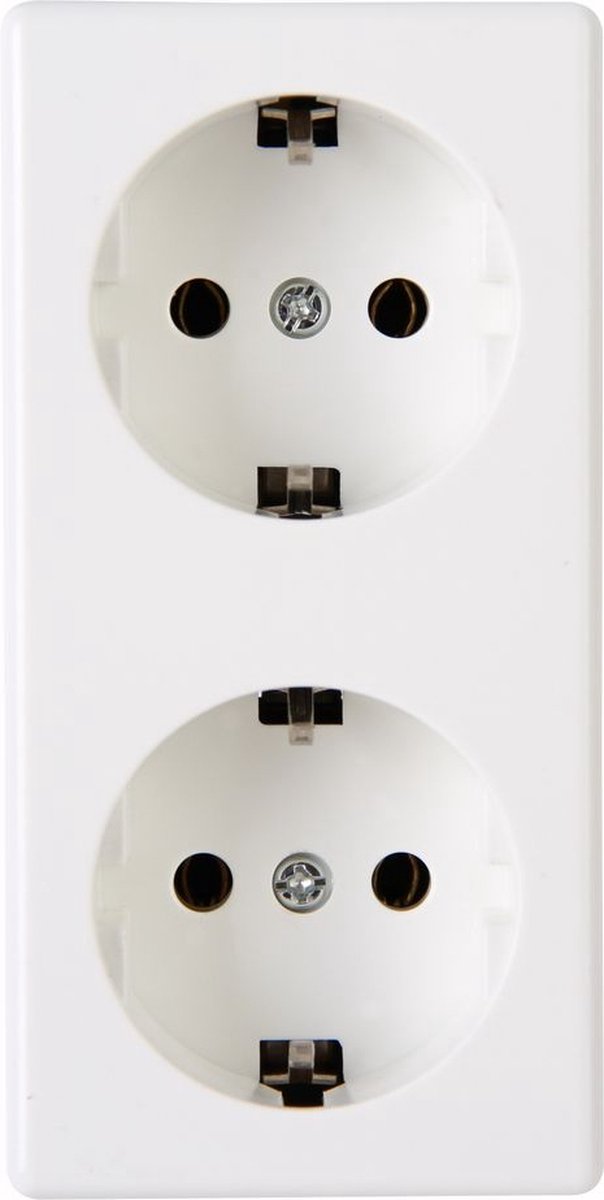 Baseline Stopcontact Opbouw - Geaard - 2-Voudig - Wit | bol.com