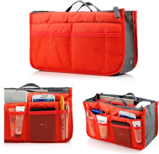 Handtas Organizer - 12 vakken en ritssluiting - Grote Tas organizer ...
