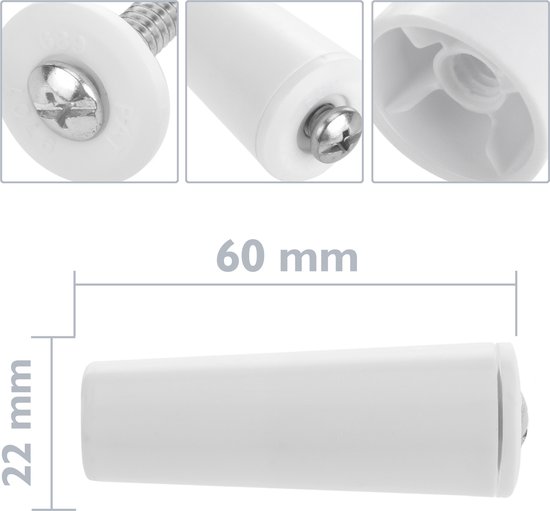 PrimeMatik - Blinde stop van 60 mm in wit | bol