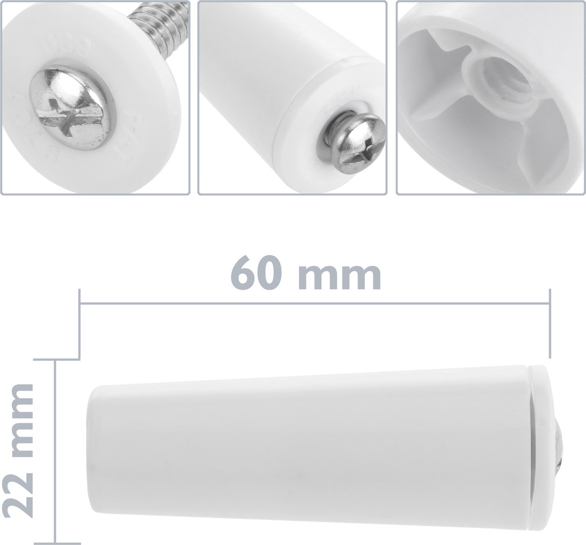 PrimeMatik - Blinde stop van 60 mm in wit | bol.com