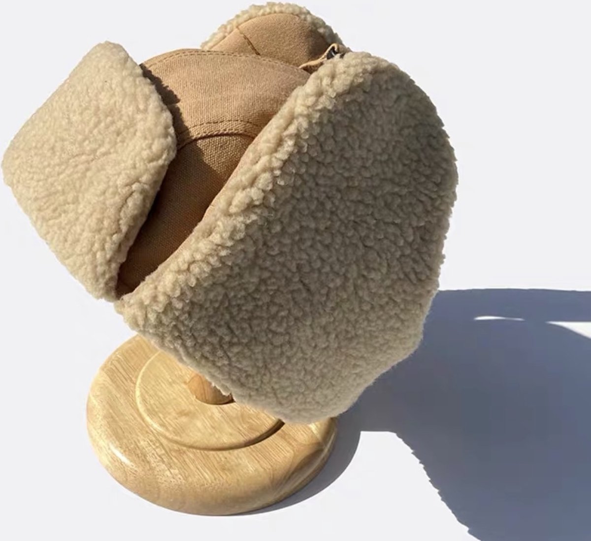 Russische Muts - Pilotenmuts Teddy Hoed Bontmuts Oorflappen - Camel ...