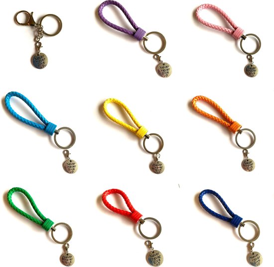 Sleutelhanger - Rood - Never Give Up - Motiveren - Geef Nooit Op ...