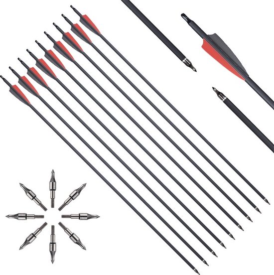 Amenzo© Professionele Pijlen - Archery Boogschieten - Echte - 12 Pijlen ...