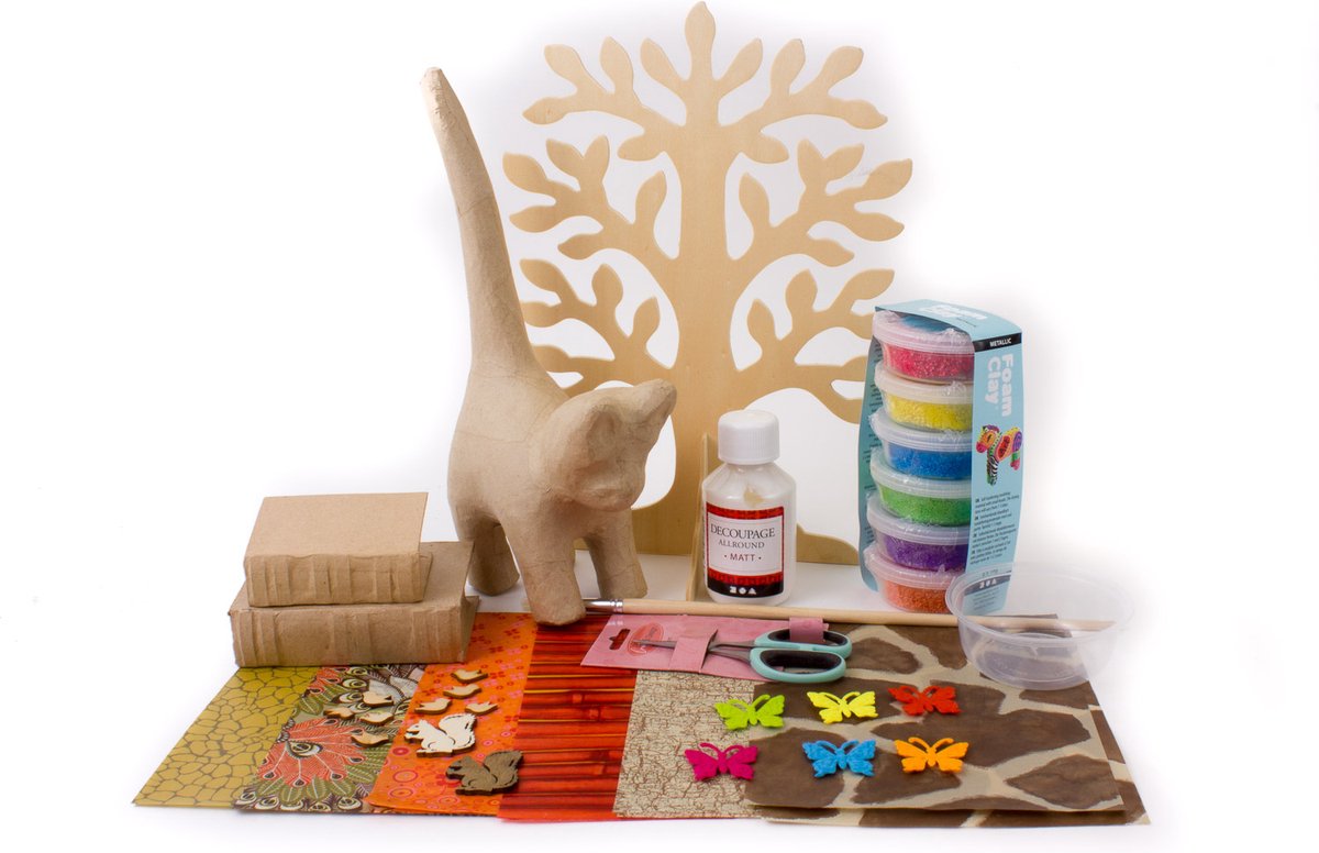 Luxe Decopatch knutselbox servettechniek foam clay poes kat ...