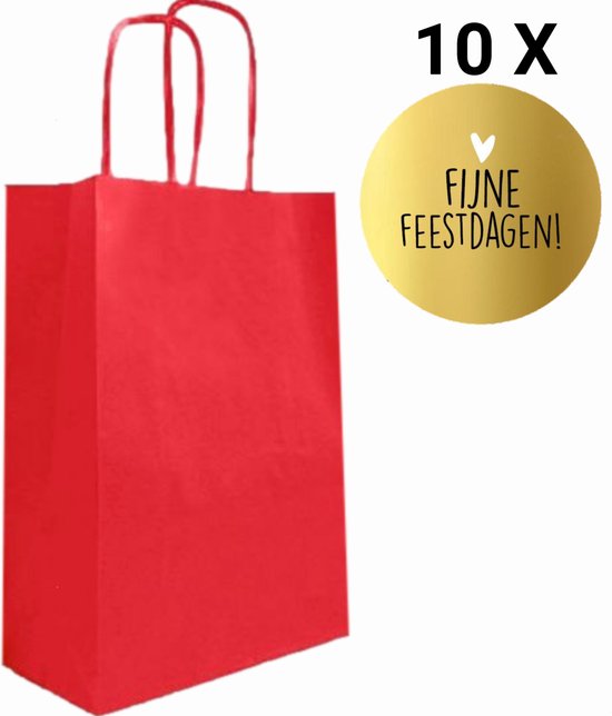 HGN Papieren Tasjes -Cadeautasjes-Cadeauzakjes-10 Stuks-Rood-Incl 10 ...