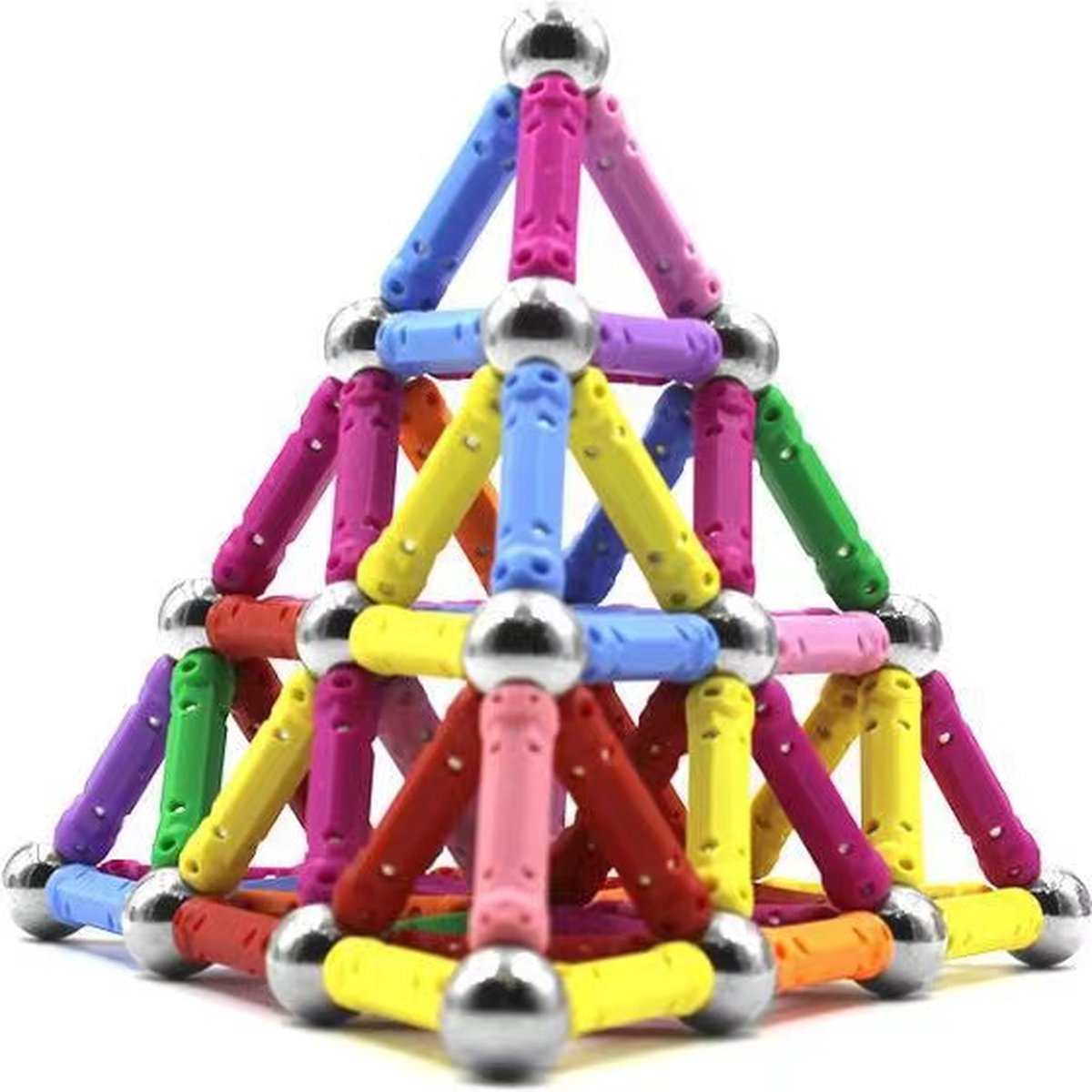 Magnetische veelkleurige staafjes 36st + zilveren ballen 27st. Deze set ...