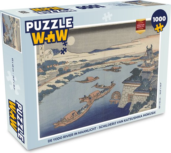 Puzzel De Yodo rivier in maanlicht - Schilderij van Katsushika Hokusai ...