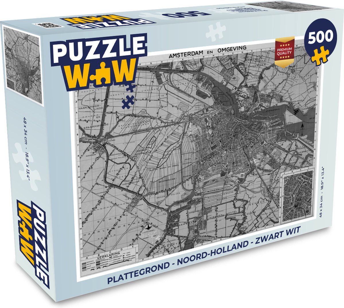 Puzzle Map - Holland du Nord - Zwart et Wit - Puzzle - Puzzle 500 ...