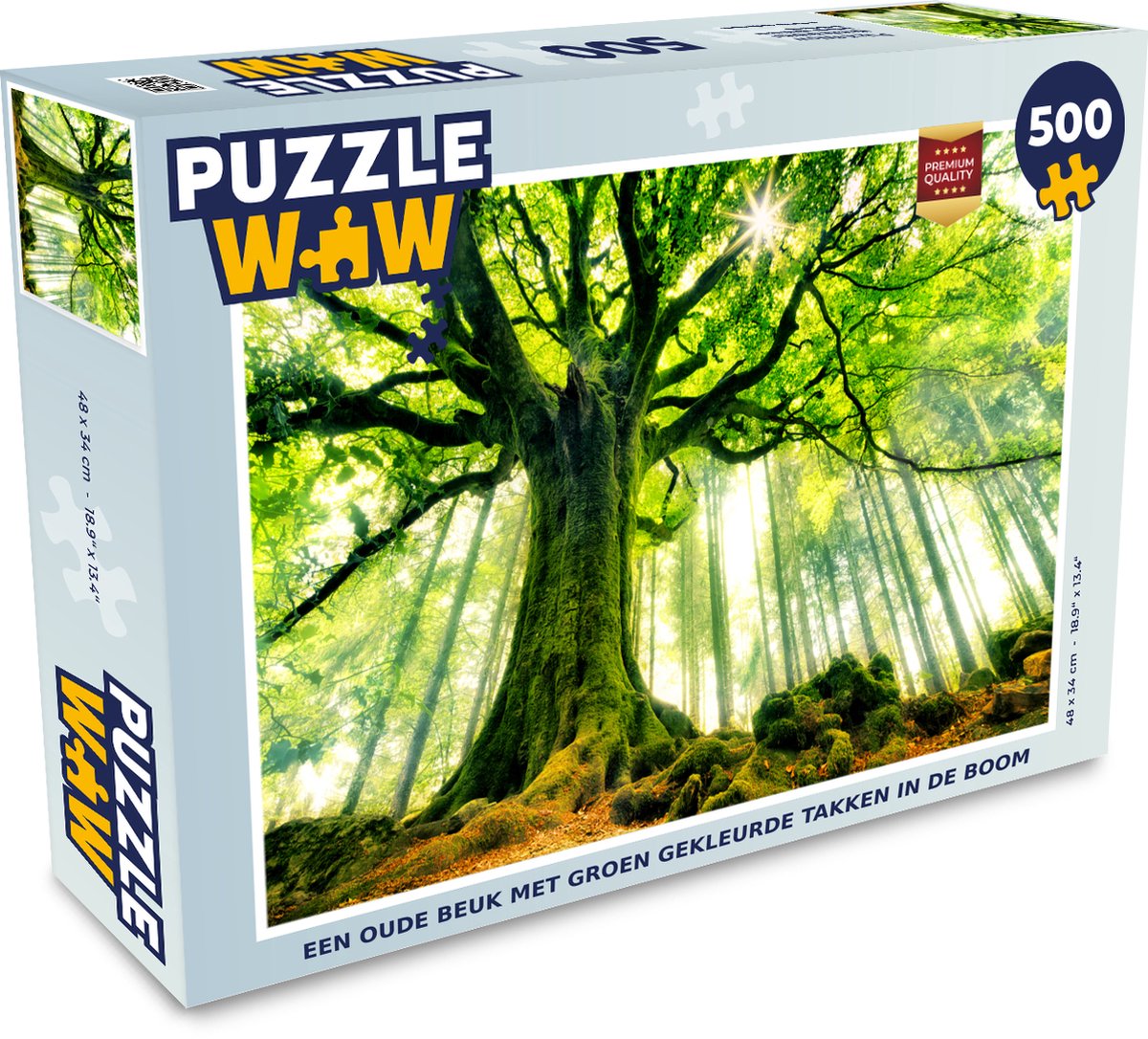 Puzzel Een oude beuk met groen gekleurde takken in de boom - Legpuzzel ...