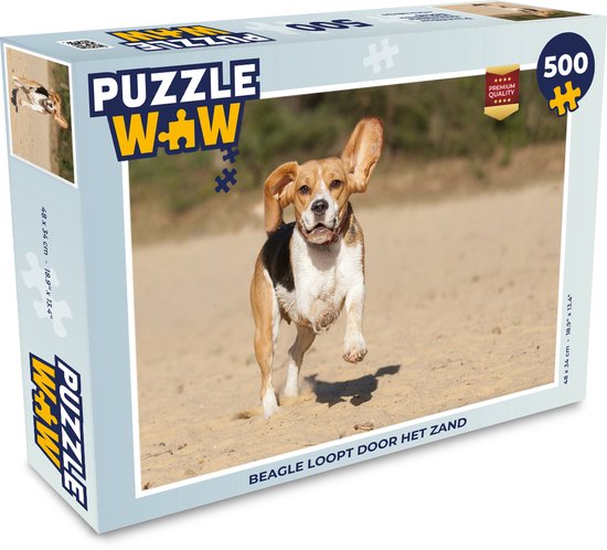 Puzzel Beagle loopt door het zand - Legpuzzel - Puzzel 500 stukjes ...