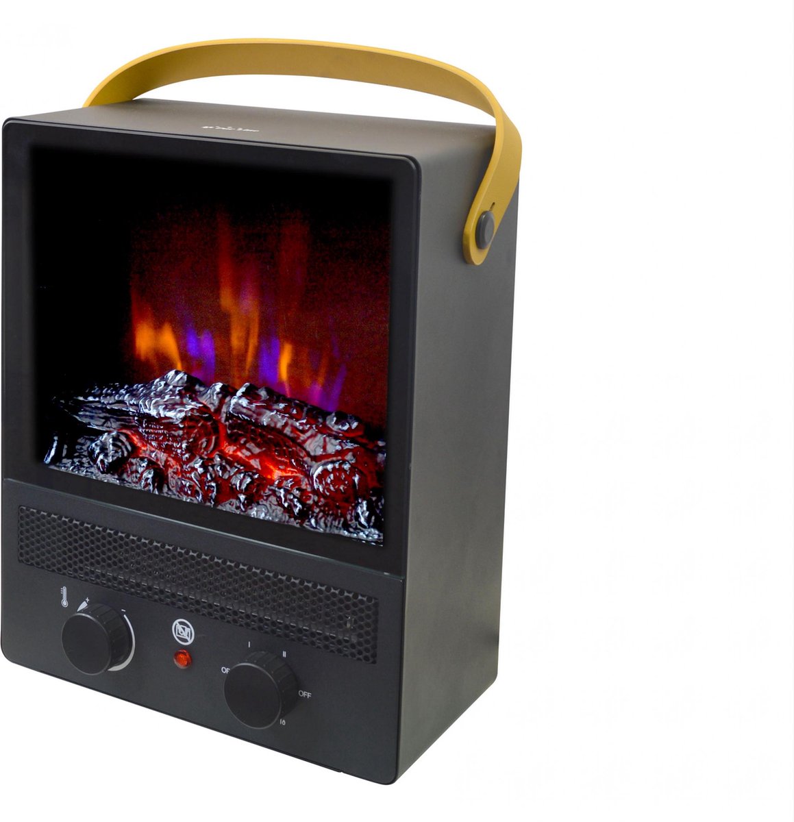 PURLINE CHE-90 Zwarte stalen draagbare elektrische haard met poten ...