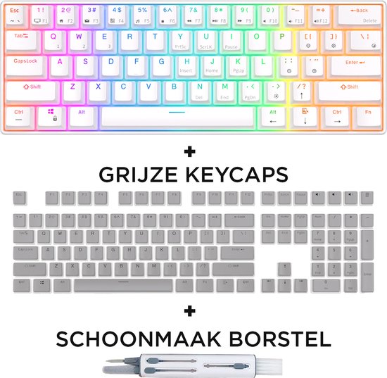 RK61 Gaming Keyboard Wit - RGB Verlichting - Hot-Swappable ...