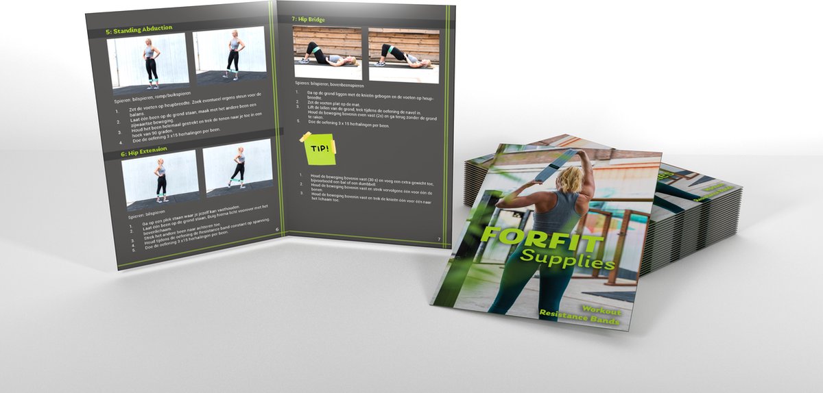 FORFIT Resistance bands - Inclusief Oefenboek - 23 oefeningen - Set ...