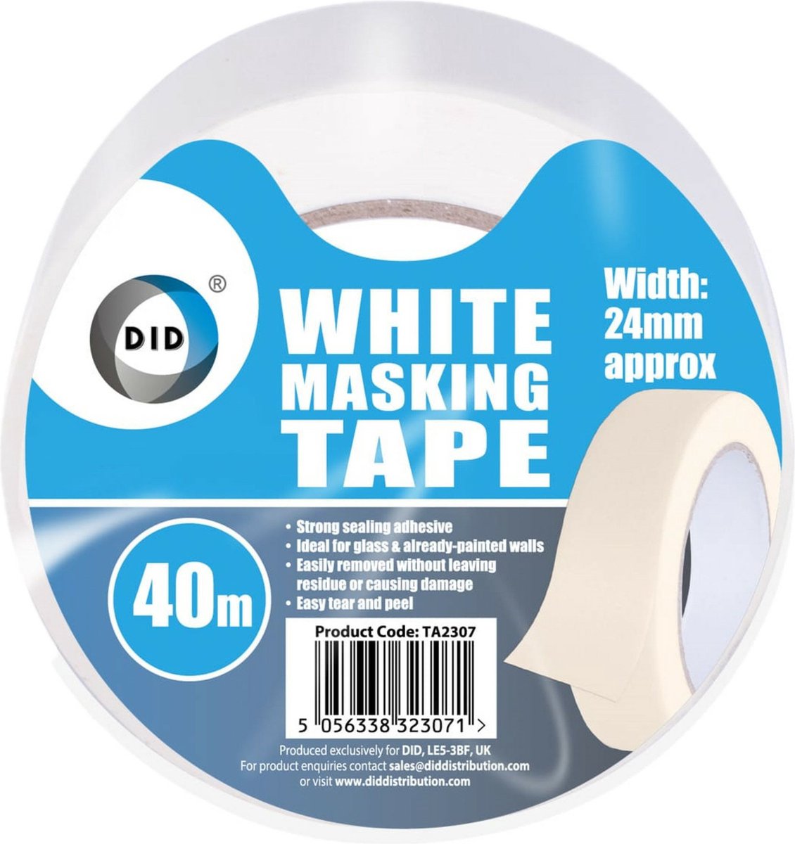 DID - afplaktape - verftape - wit - 4 stuks - 40 meter x 24 mm | bol.com