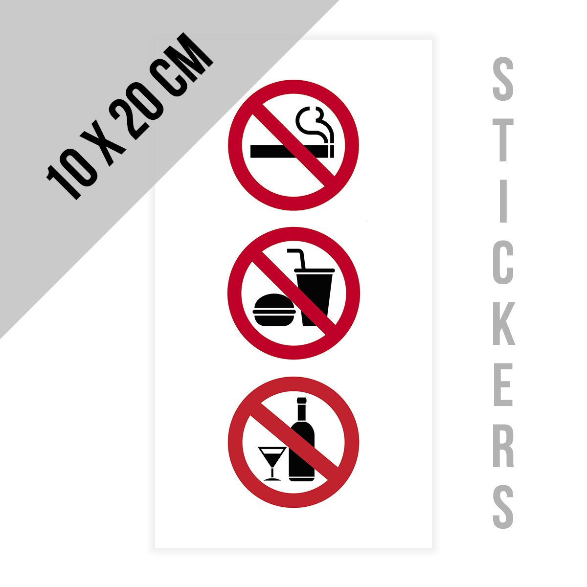 Stickers | 10 x 20 cm | Pictogram | Rookverbod - Verboden te eten ...