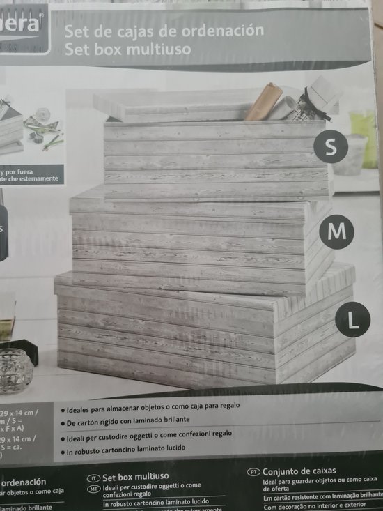 Melinera 3 Opbergboxen Grijs houtlook | bol