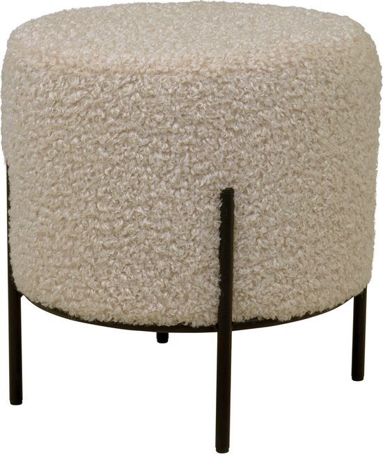 Artichok Rosemarie teddy poef beige - Ø35,5 cm | bol.com