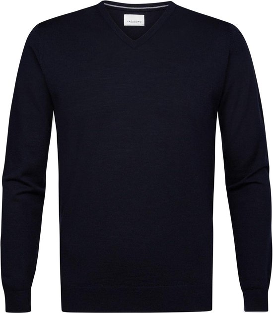 Profuomo - Pullover V-Hals Merinowol Navy - Maat XL - Modern-fit | bol.com