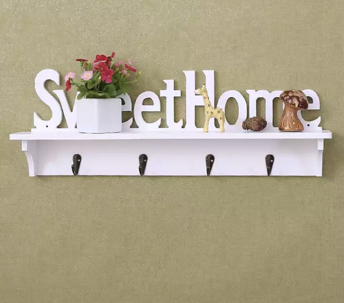 Houten Sweet Home Kapstok - Muur rek - Hangende muur kapstok - Sleutel ...