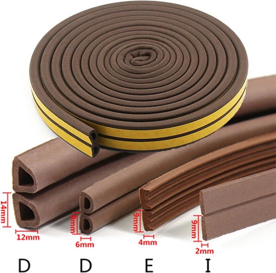 Westham - Tochtstrip - E-RUBBER - 9mm x 4mm - 6 m lang - Zelfklevend ...