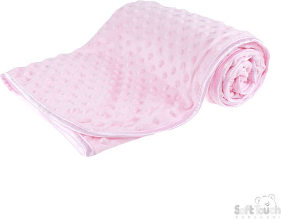 Soft Touch babydeken roze nopjes - Fleecedeken baby - Deken roze | bol