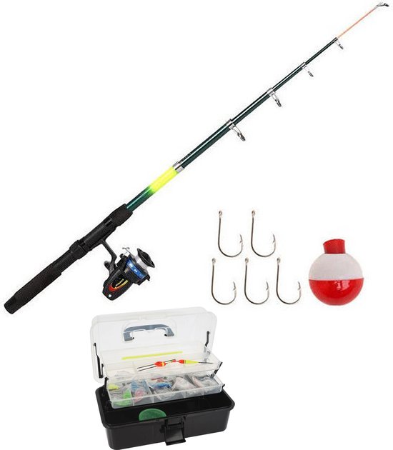 Visset - 1x vishengel 210 cm en 1x 115-delige vis accessoires koffer ...