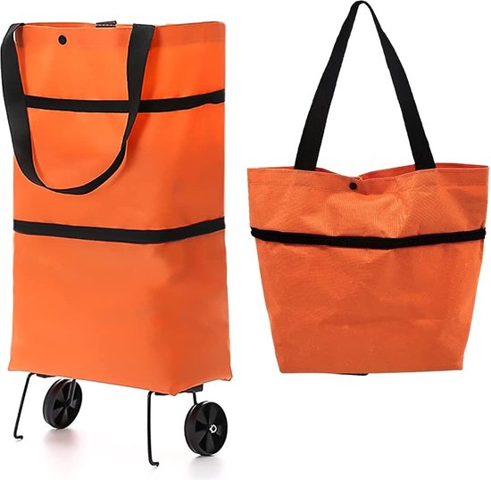 INHEMING Opvouwbare boodschappentrolley met wielen, 2-in-1 lichte ...