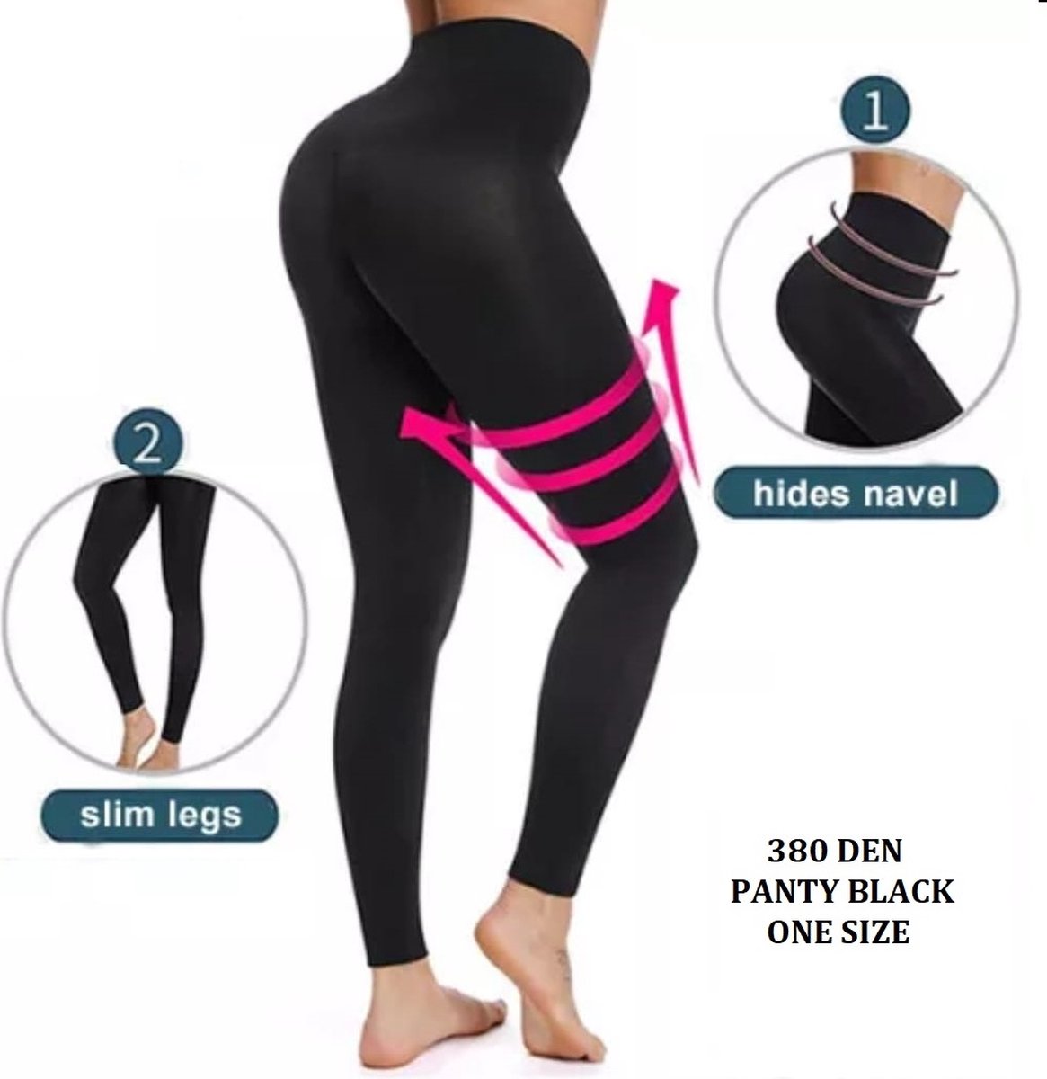 Dames Thermo Legging - Zwart, 380 DEN PANTY - Warme voering Thermokleding Dames -... | bol