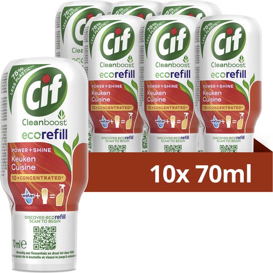 Cif CleanBoost Power & Shine Keuken Ecorefill Capsules - 10 x 70 ml ...