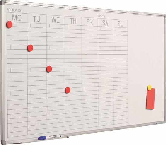 Whiteboard Deluxe - Geëmailleerd staal - Weekplanner - Maandplanner ...